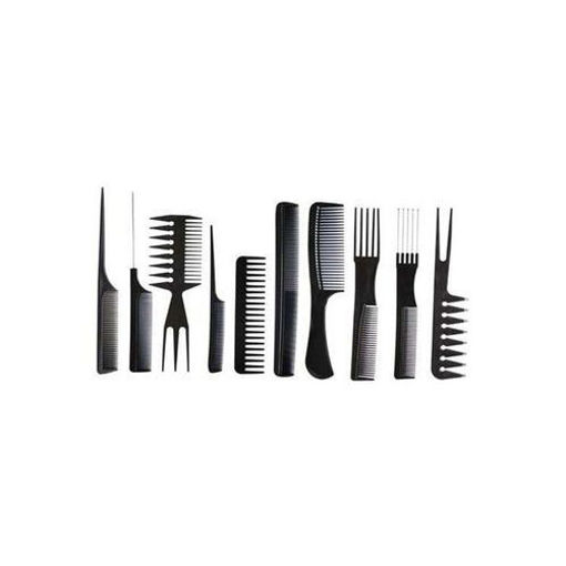 Professional Salon Hair Comb Set, Black - Set Of 10